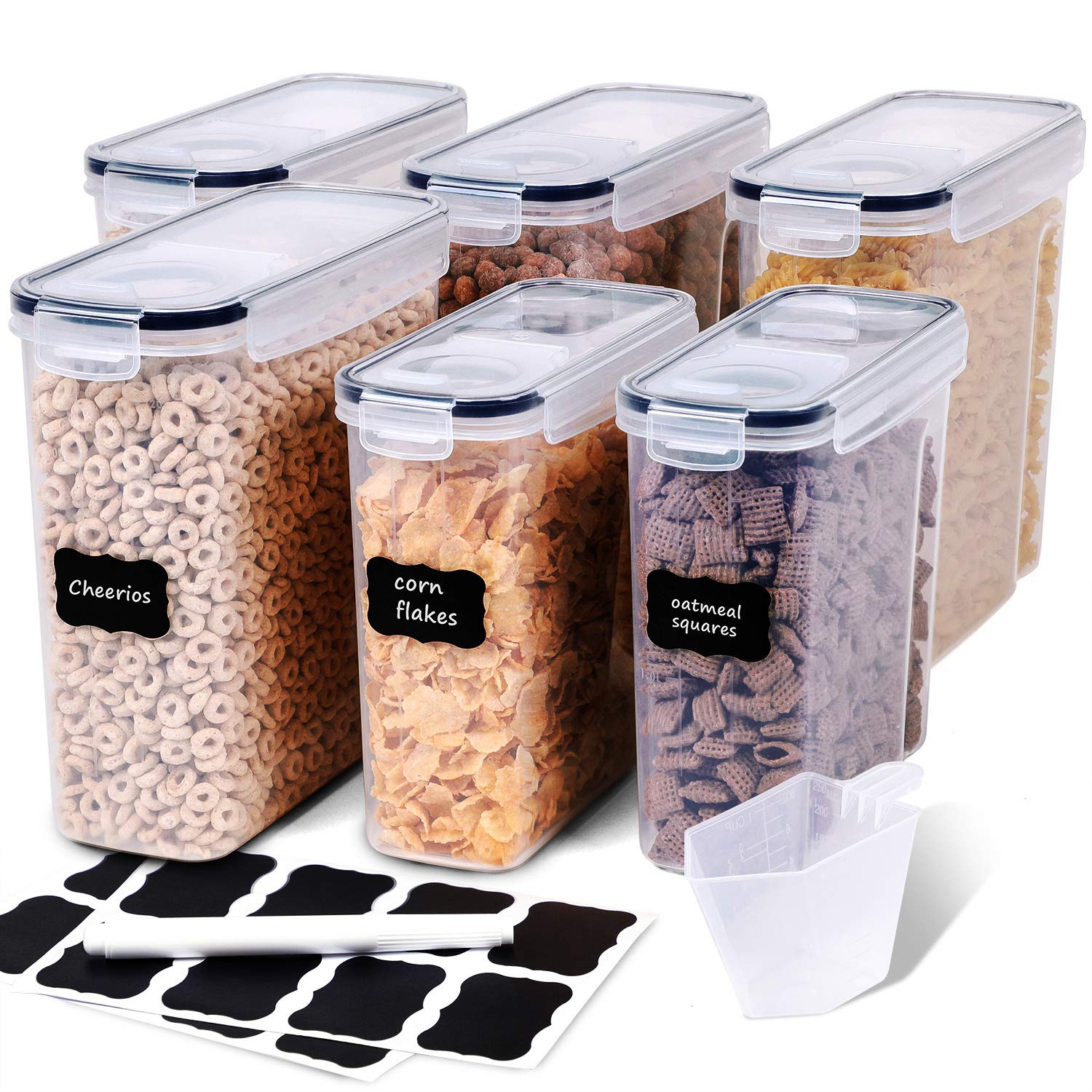 FOOYOO Cereal Containers Storage Set - 6 Piece Airtight Large Dry ...
