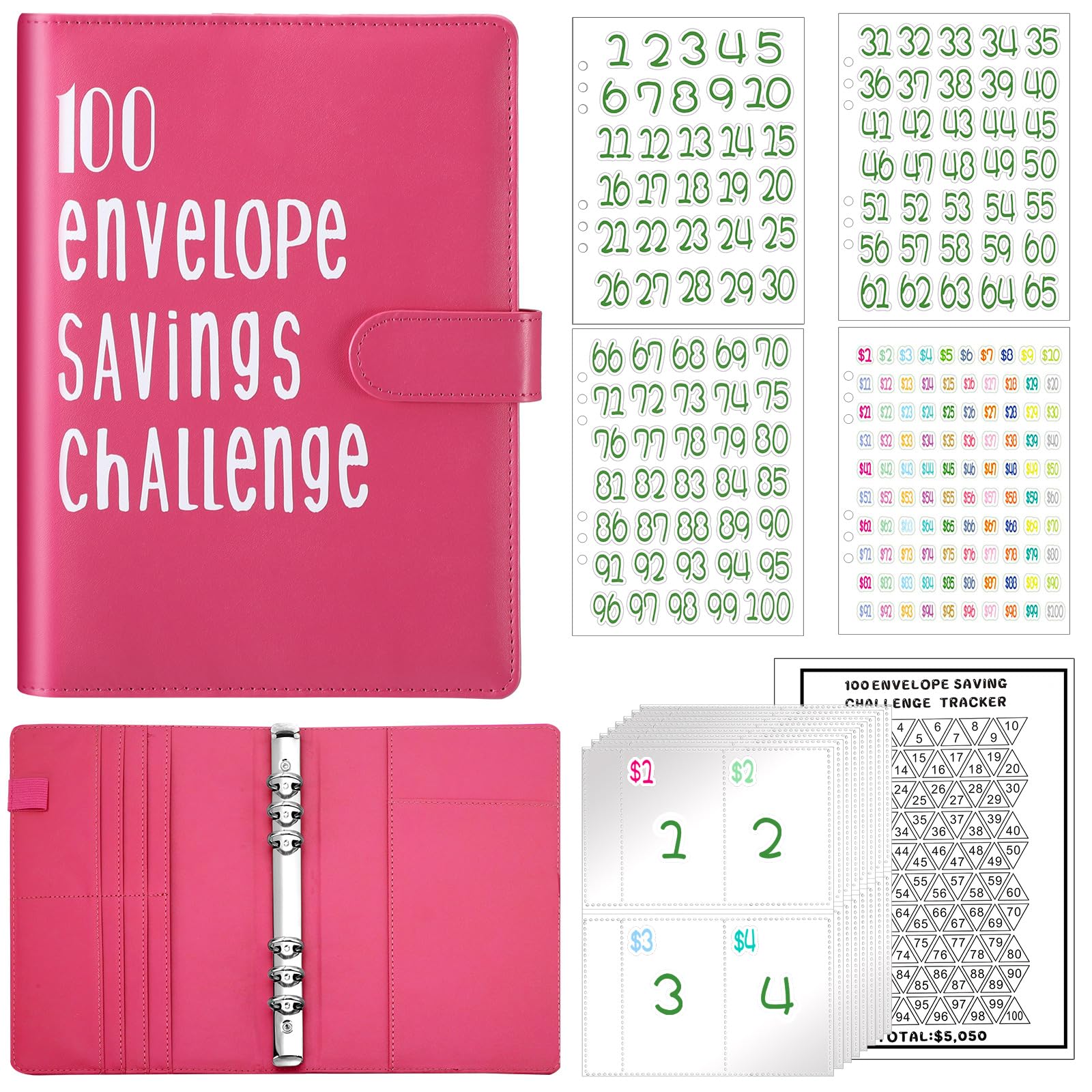 Aliceset 100 Envelopes Money Saving Challenge Binder, Easy and Fun Way ...
