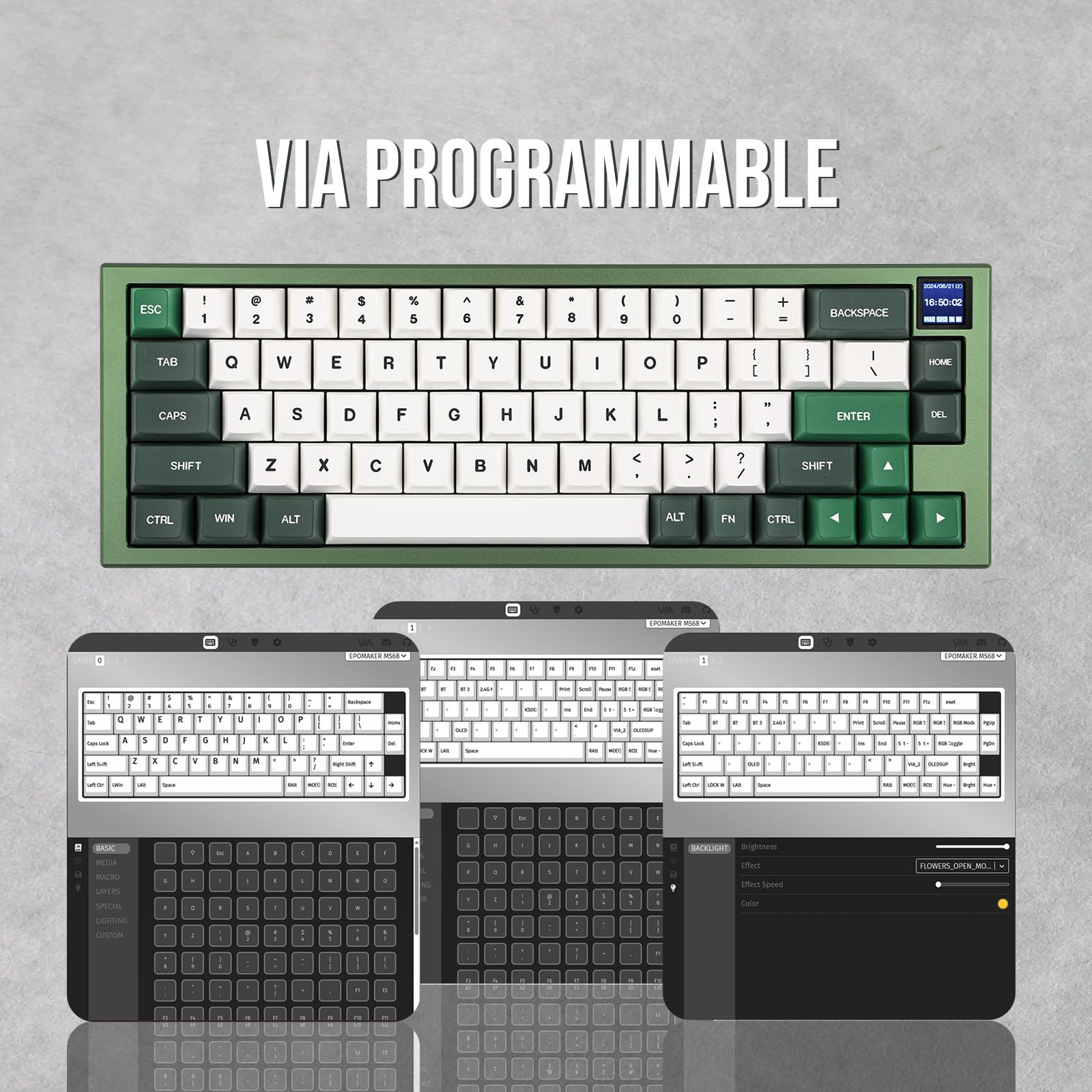 Mua 【2024新登場】EPOMAKER MS68 VIA ワイヤレスゲーミングキーボード TFTスクリーン 65%アルミニウムメカニカル ...