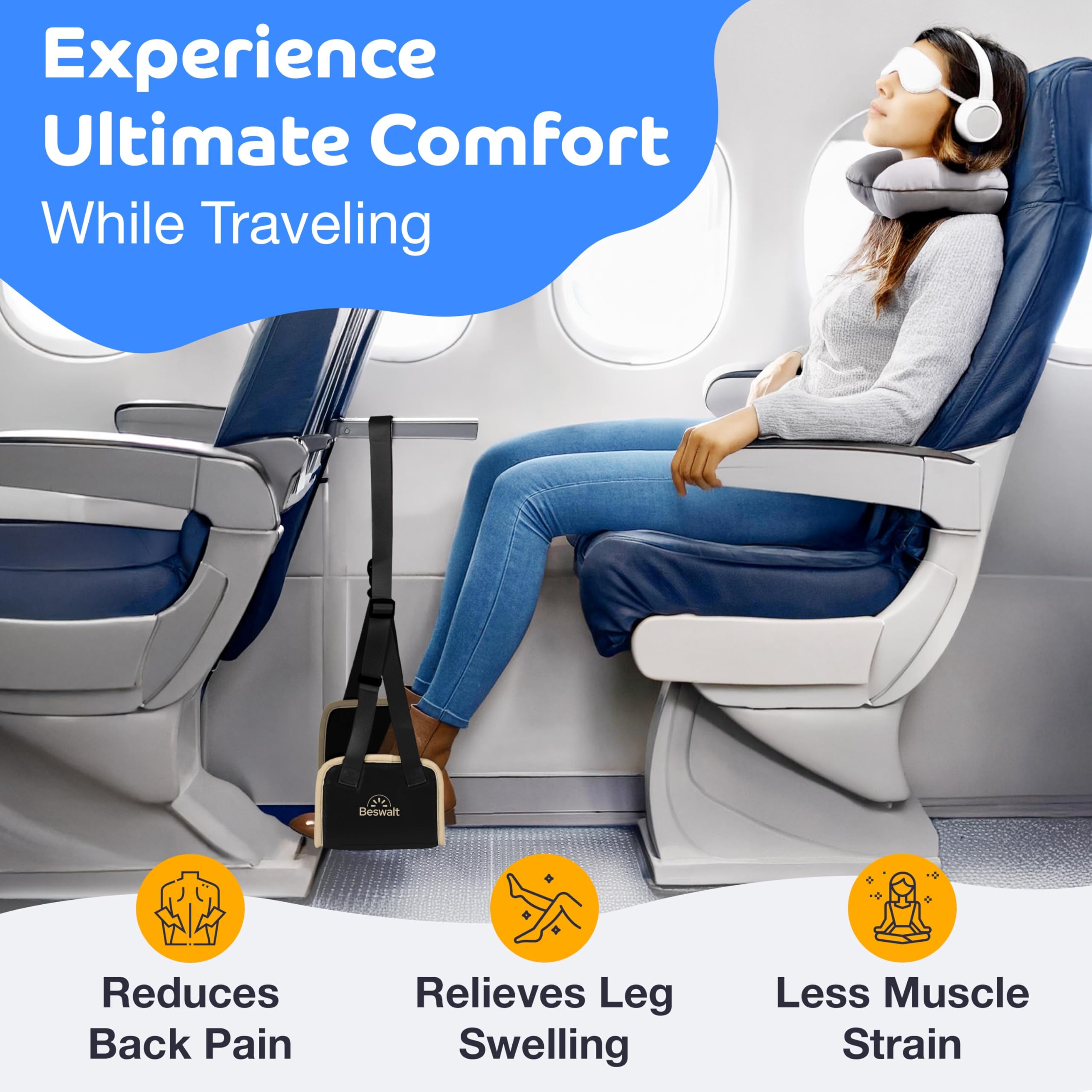 Mua Portable Airplane Foot Hammock for Plane Travel with Memory Foam ...