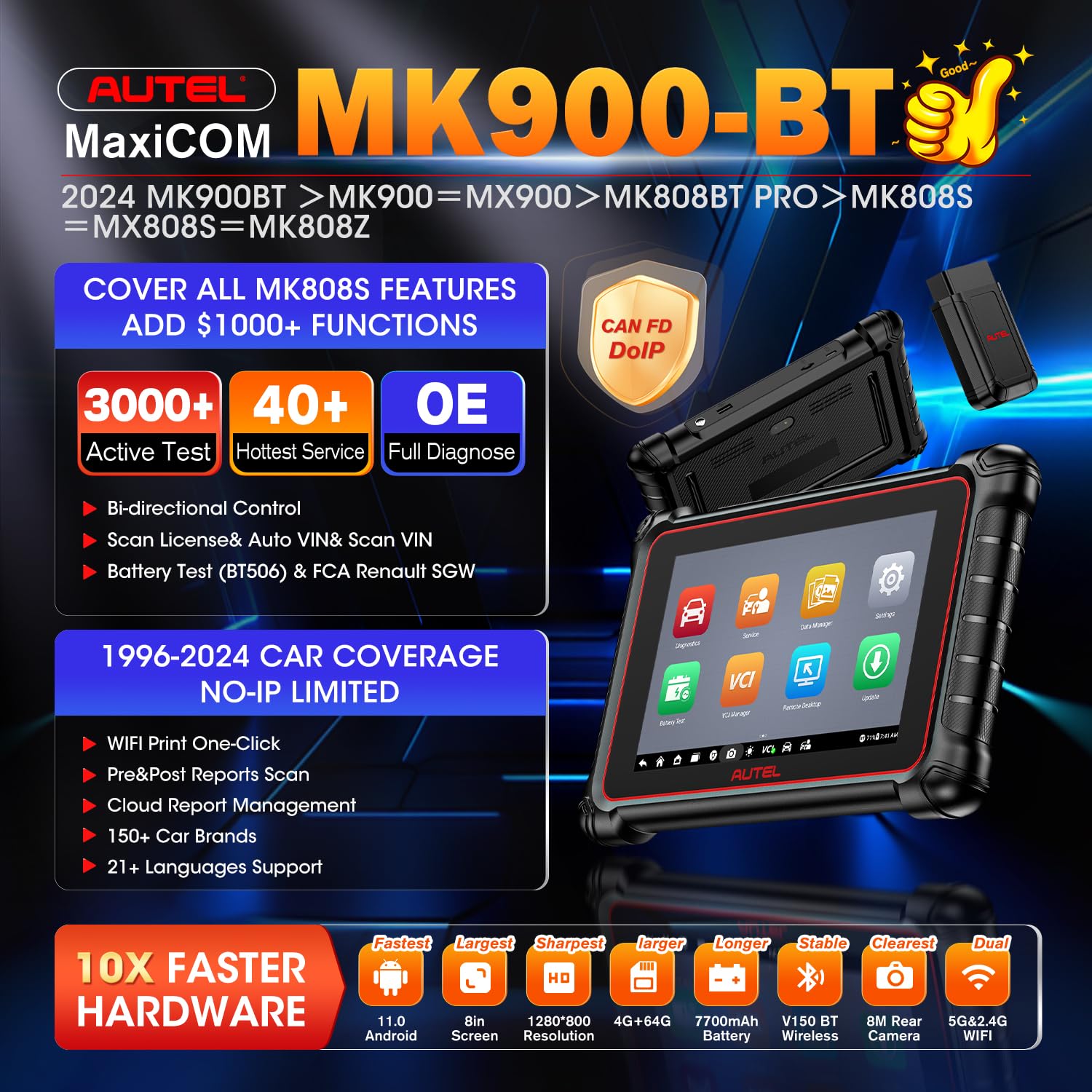 Mua MaxiCOM MK900BT Scanner, 2024 8in MK900-BT up of MK900 MX900 ...