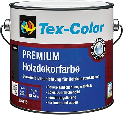 Tex-Color TC6115 PREMIUM Holzdekorfarbe Seidenglänzend 2,5 L Farbwahl ...