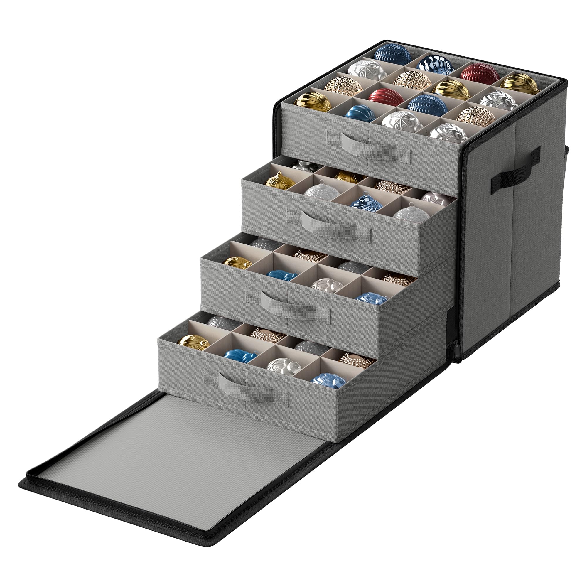 SONGMICS Christmas Ornament Storage Box, with Side Open, Stackable ...