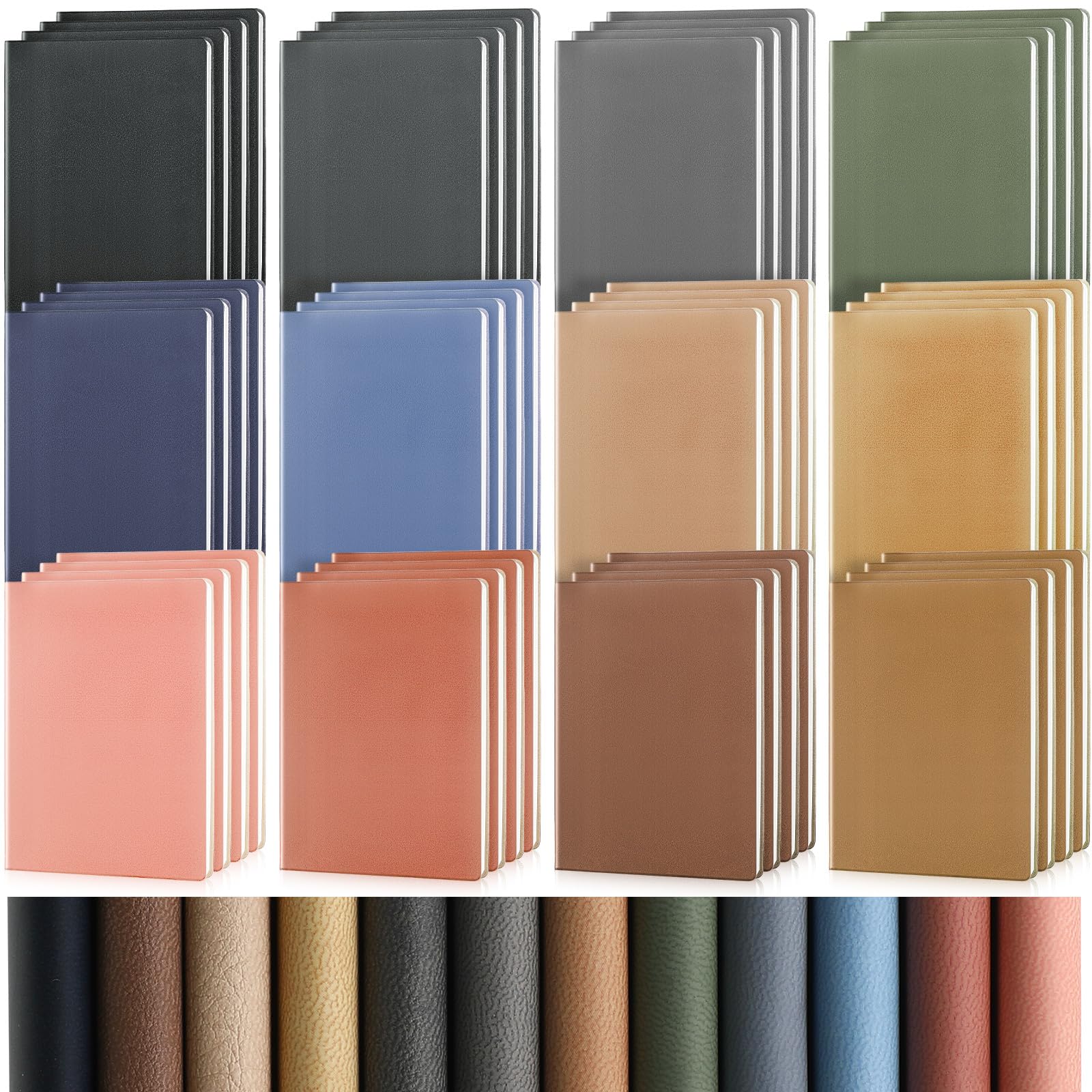 PerKoop 48 Pcs A6 PU Leather Journals Notebook Bulk Lined Journal Soft ...