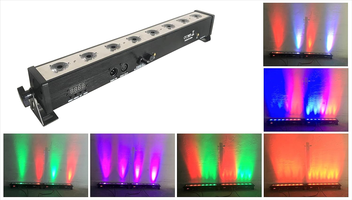 LED Par bar wall wash stage light,TOM 8pcsX3W RGB 3-IN-1 LED and full ...