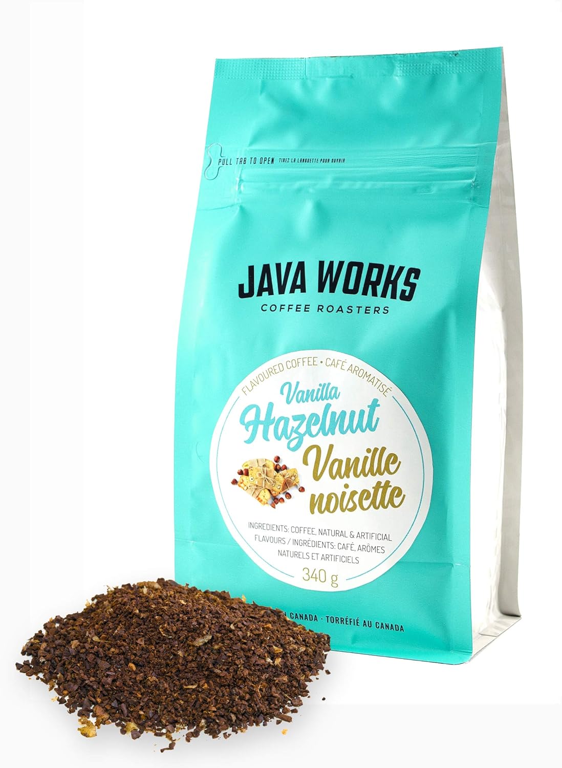 Java Works Coffee Vanilla Hazelnut Flavoured Coffee *Ground*, 340 Grams ...