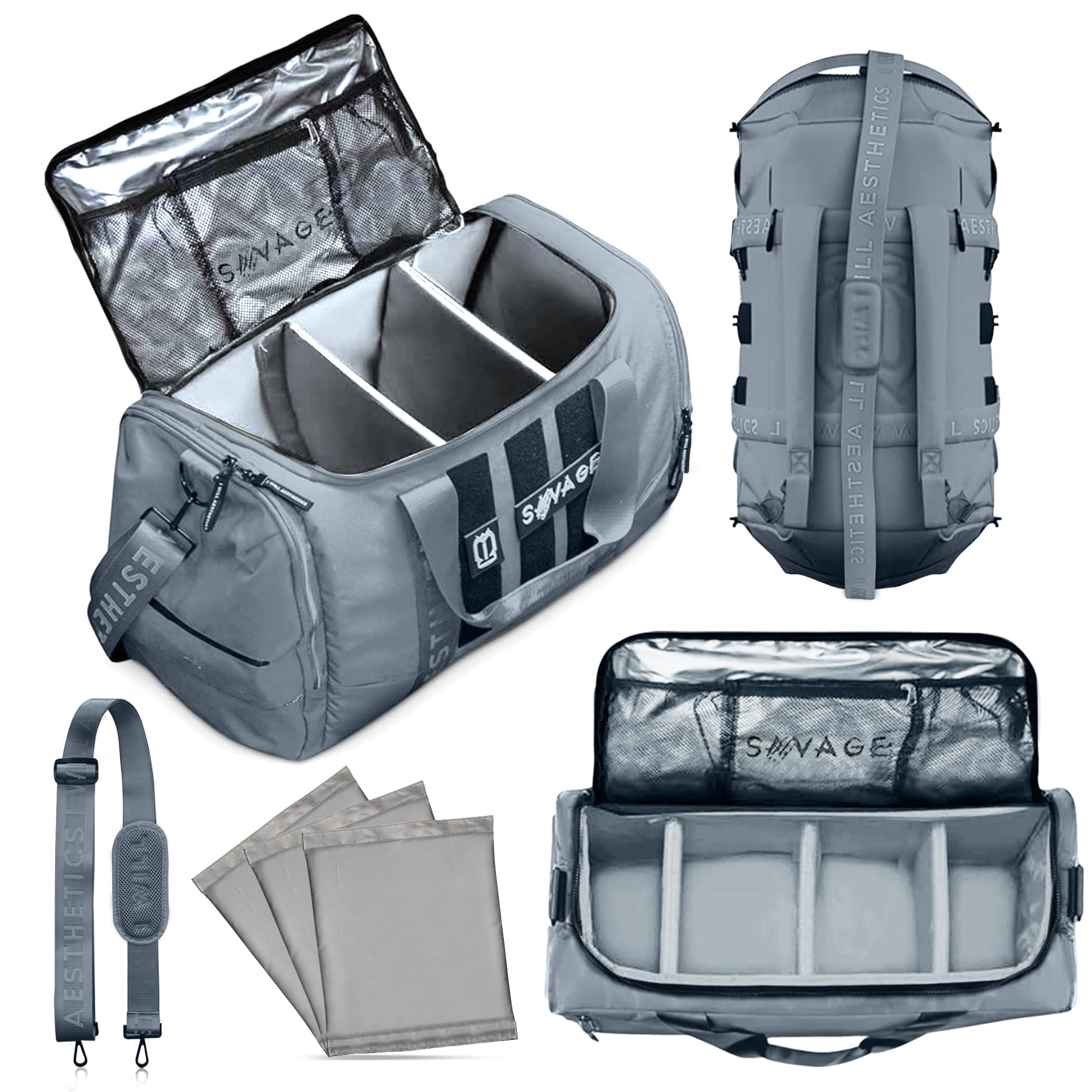 Premium Large 51 L Gym Duffel Bag Backpack + 3 Removable Organizer ...