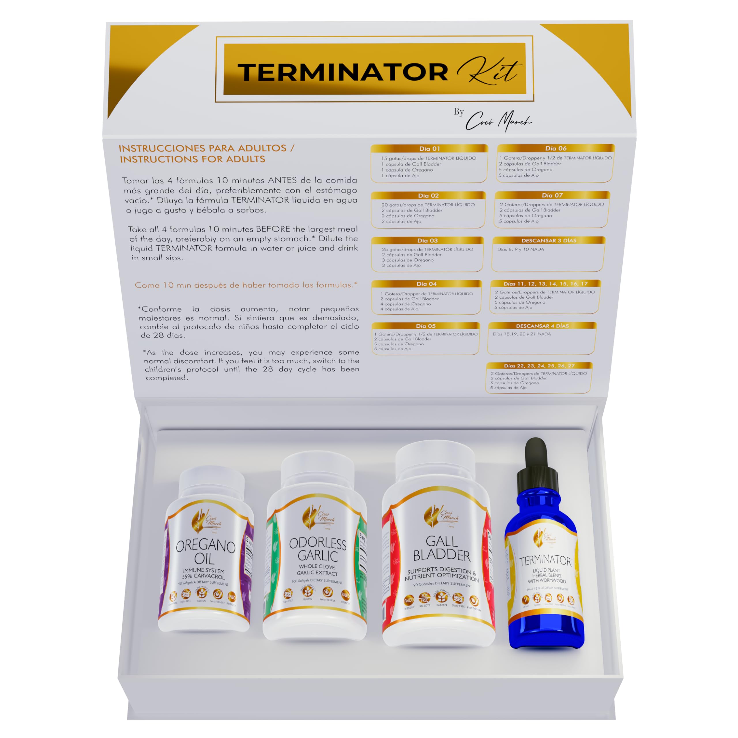 Coco March TERMINATOR KIT - Powerful Gut Cleanse 28-Day Protocol for Tough and Persistent ...