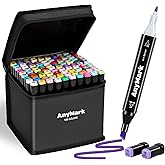 Amazon.com: AnyMark Alcohol Markers, 100 Colors Dual Tip Art Coloring Markers Set for Kids Adult ...