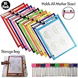 C-Line Reusable Dry Erase Pockets, 9 x 12 Inches, Assorted Primary ...