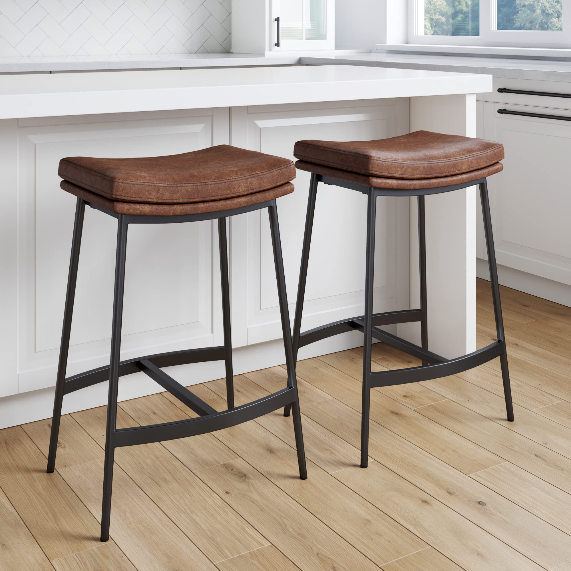 Nathan James Arlo Modern Backless Upholstered Kitchen Counter Bar Stool ...