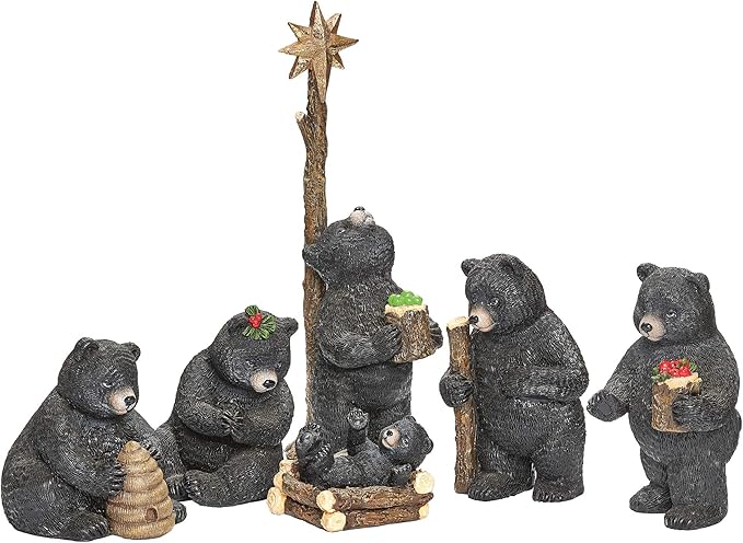 Amazon.com: Roman Christmas - Black Bear Nativity Set, 9.5" H ...