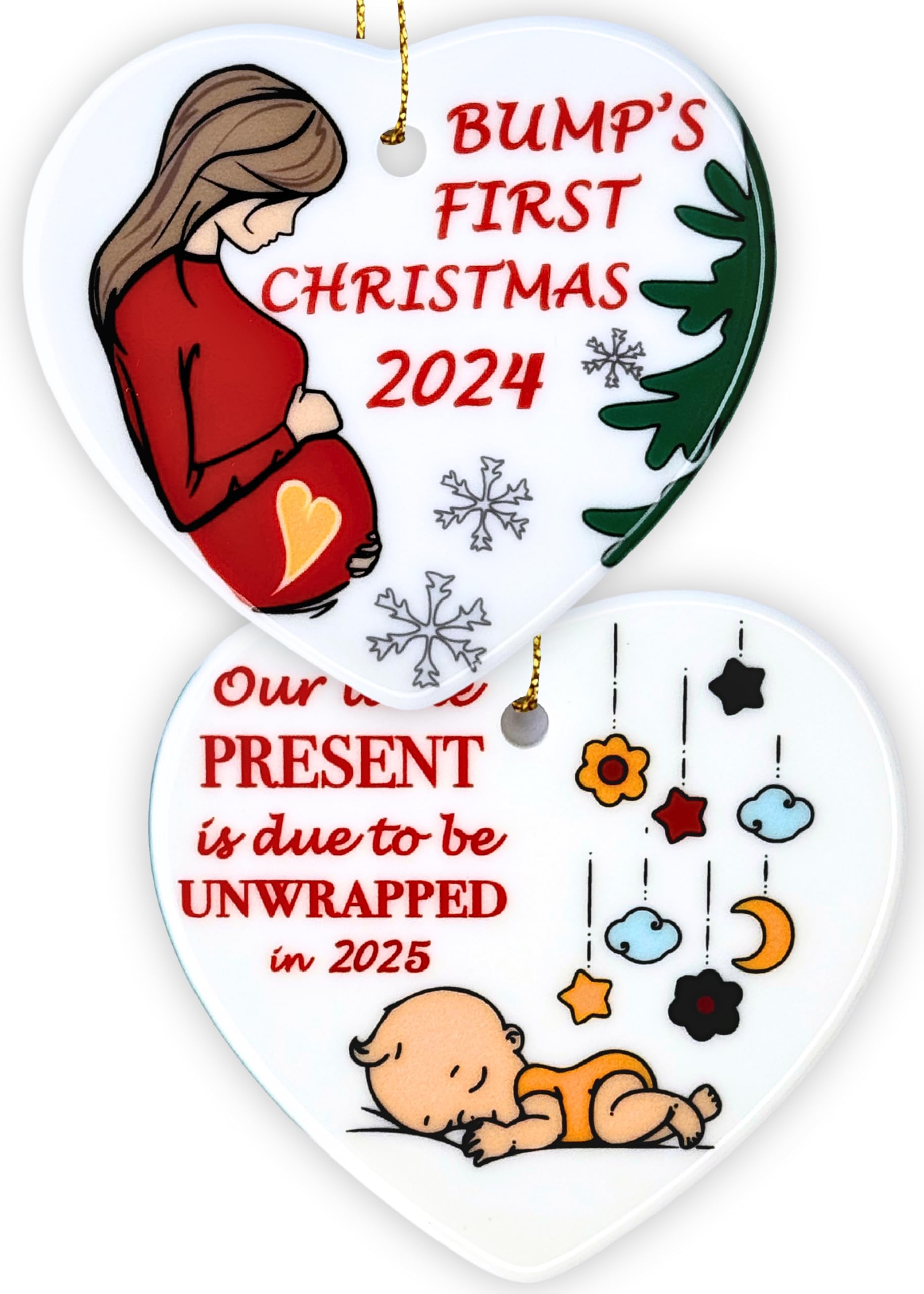 Heart's Sign 2-in-1 Ceramic Bumps First Christmas Ornament 2024 | Baby ...