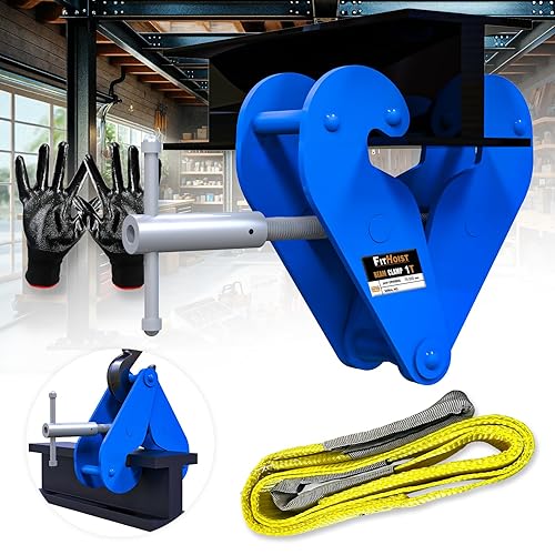 FITHOIST Beam Clamp 2200lbs With Lift Sling Straps & Gloves | 1 Ton ...