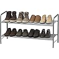 Amazon.com: Simple Houseware 2-Tier Shoe Rack Storage Organizer, Grey ...