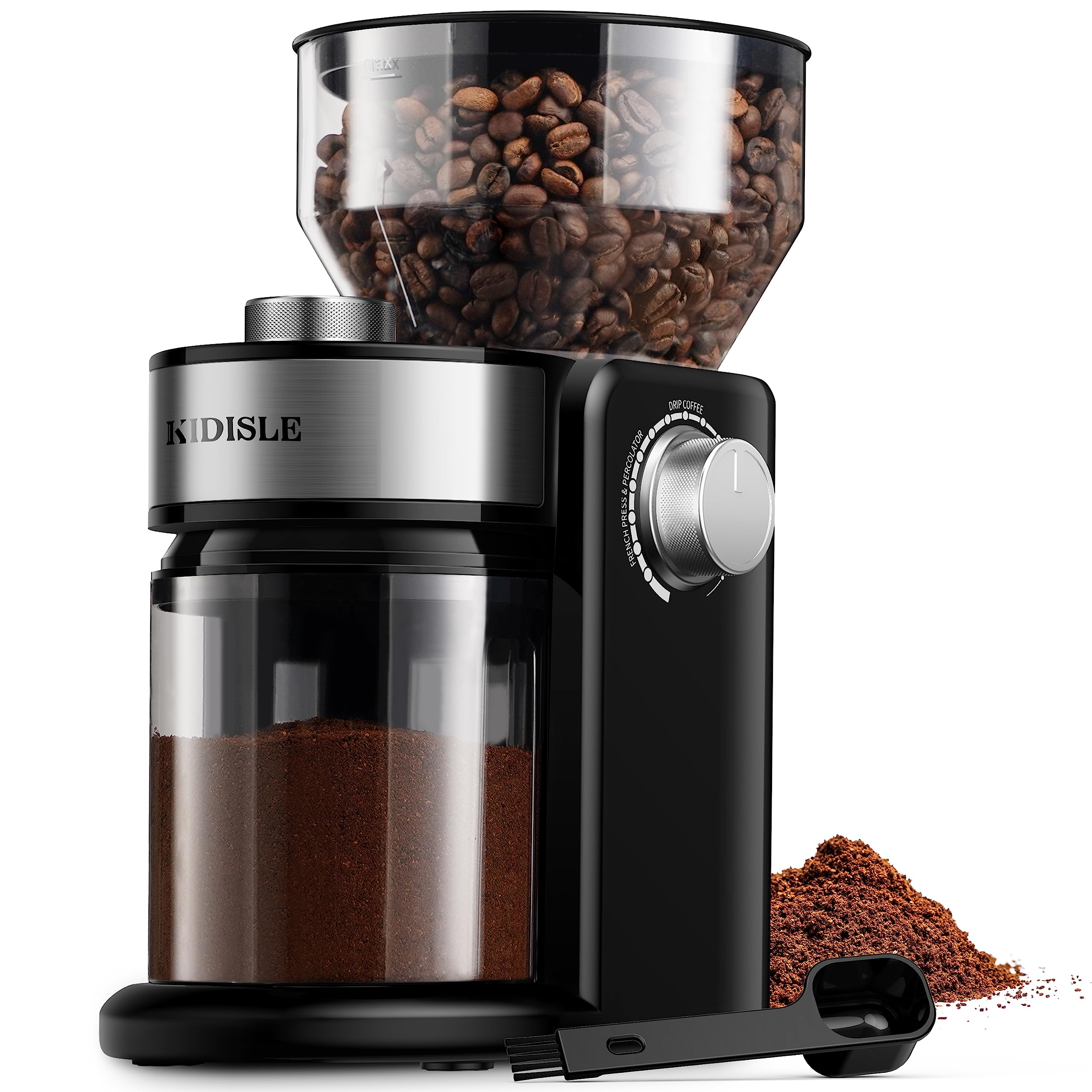KIDISLE Electric Burr Coffee Grinder, Adjustable Burr Mill with 16 ...