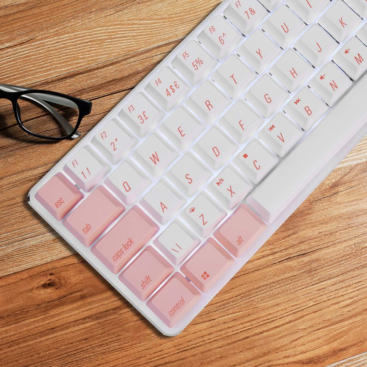 Qisan Wired Mechanical Gaming Keyboard PBT Keycaps 69 Keys Gateron Red ...