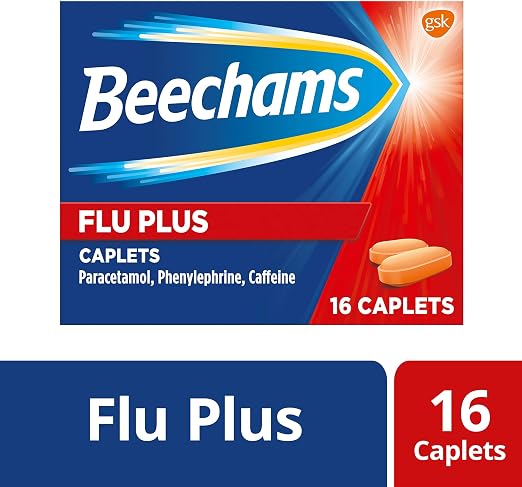 Beechams Cold & Flu Tablets, Pain and Congestion Relief Medicine, Flu ...