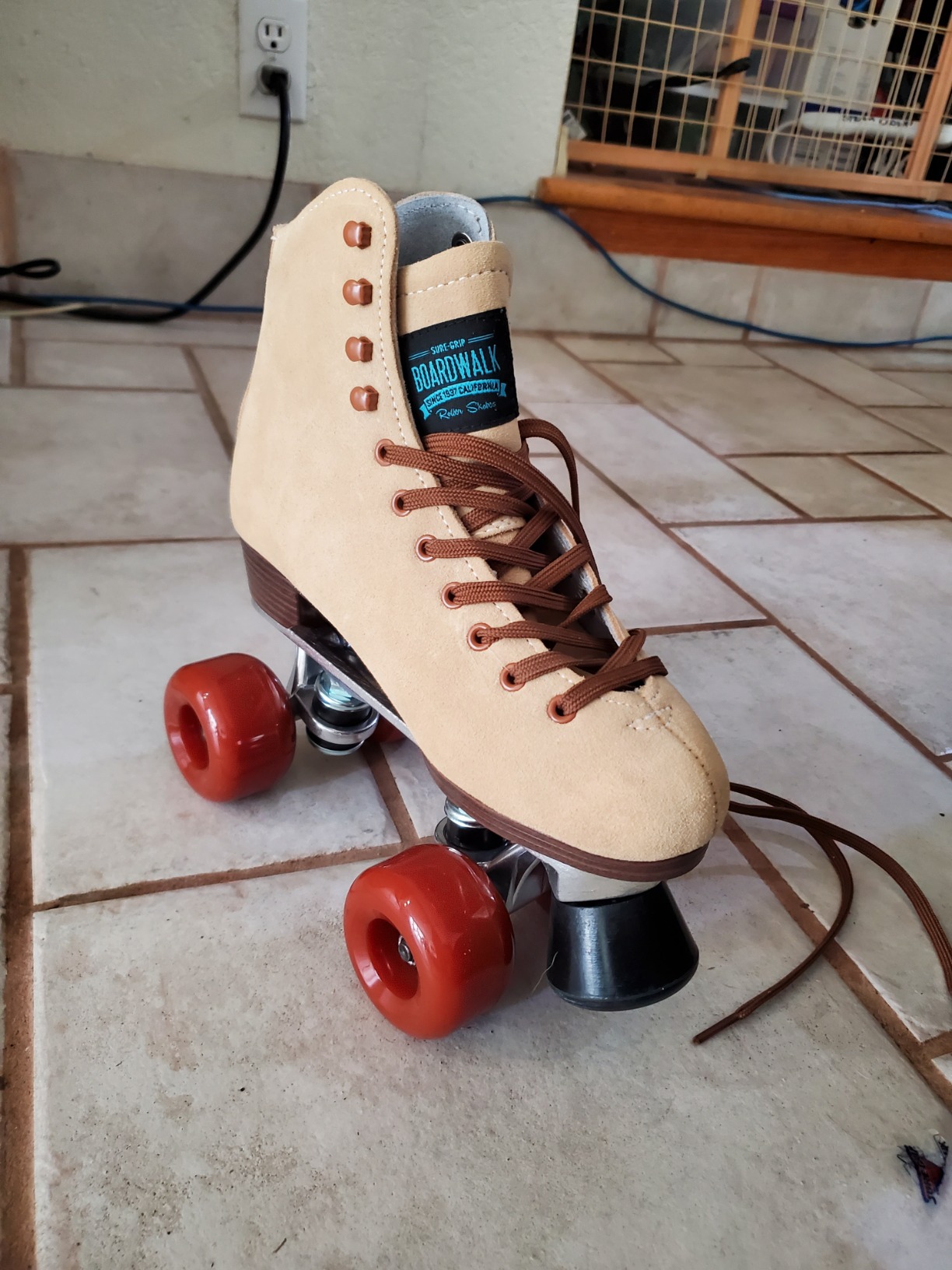 $47/mo - Finance Sure-Grip 1300 Tan Suede Outdoor Roller Skates - Retro ...