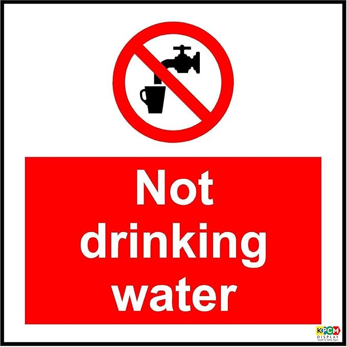 Prohibition Not drinking water sign - Self adhesive sticker 100mm x ...