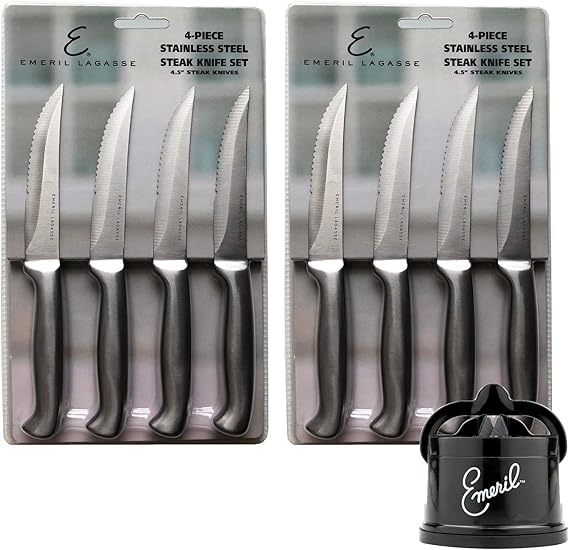 Amazon.com: Emeril Lagasse 8-Piece 4.5” Stainless Steel Steak Knife Set ...