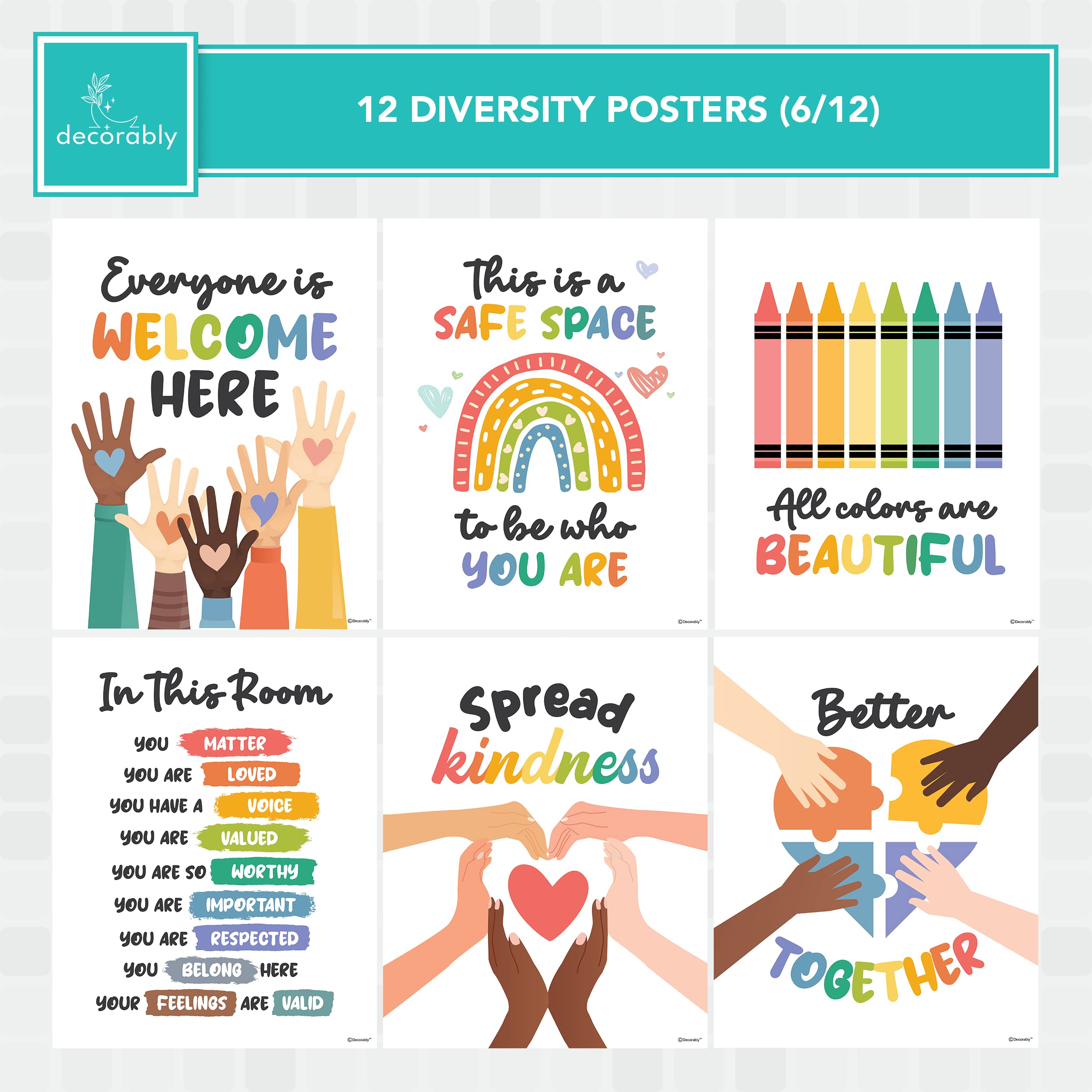Mua Decorably Diversity Posters for Classroom - 12 Inclusion Posters ...