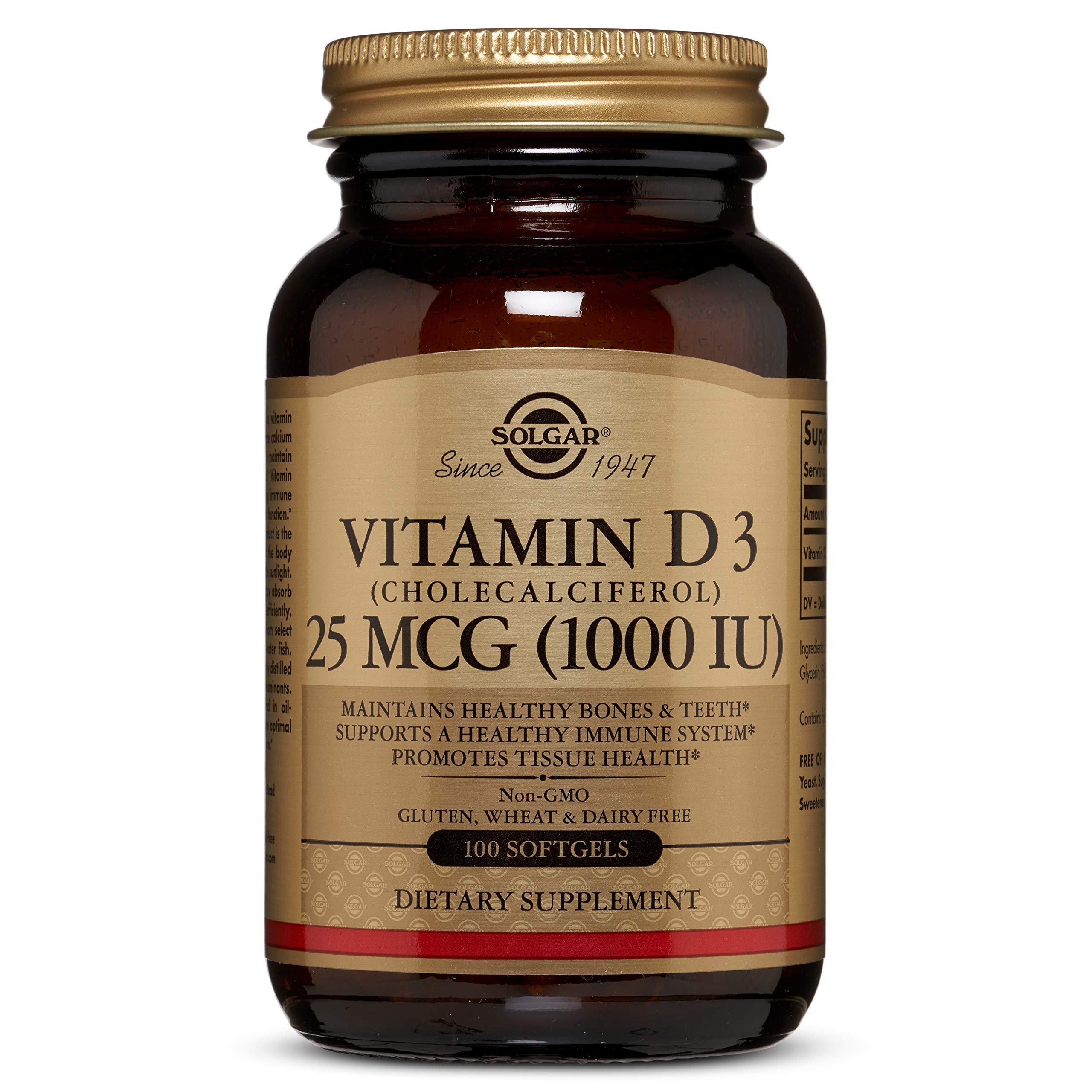 Vitamin D3 Cholecalciferol 25 MCG 1000 IU Softgels 100 Count