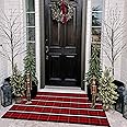 Amazon.com: Christmas Plaid Outdoor Rug, 27.5''x43'' Red & Black Check ...