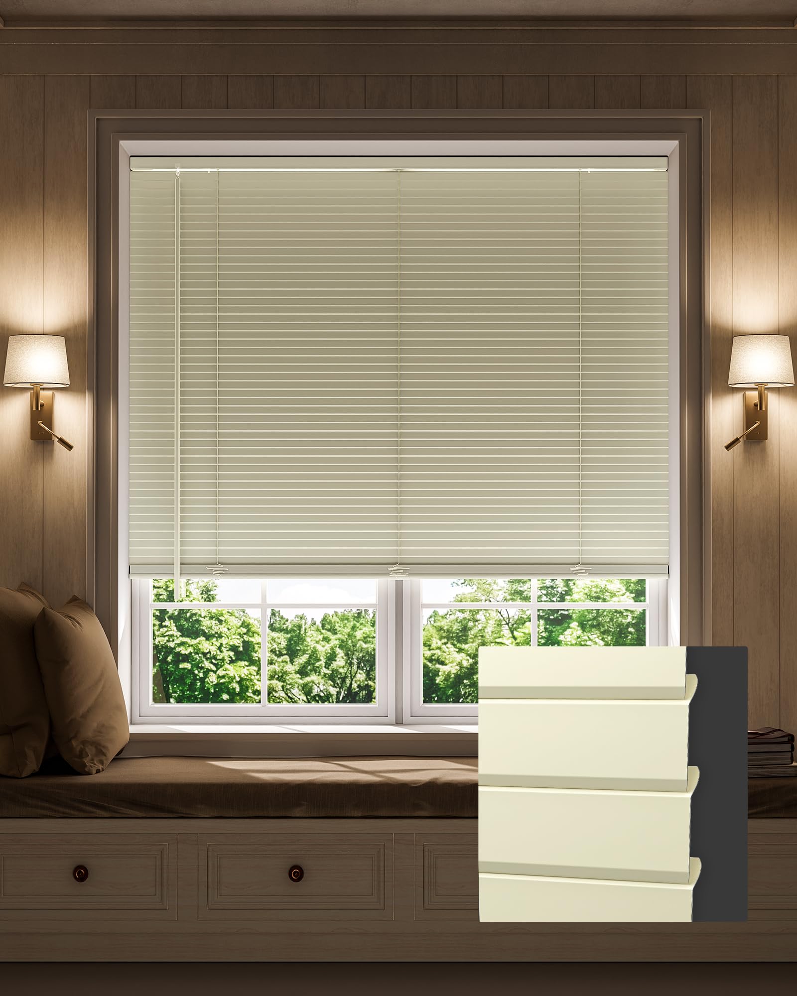 UNISHADES 1" L-Shaped Blades Aluminum Mini Blinds, 100% Privacy ...
