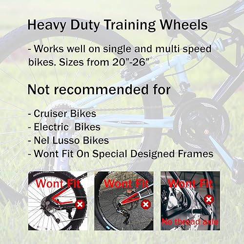 Adjustable Training Wheels Adults BIKE USA Heavy Duty Stabilizer