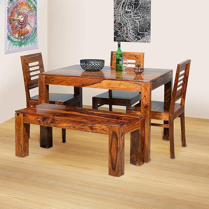 Global Home Decor Solid Sheesham Teak Wood Wooden Dining Table 4 Seater Global Home Decor Solid Sheesham Teak Wood Wooden Dining Table 4 Seater