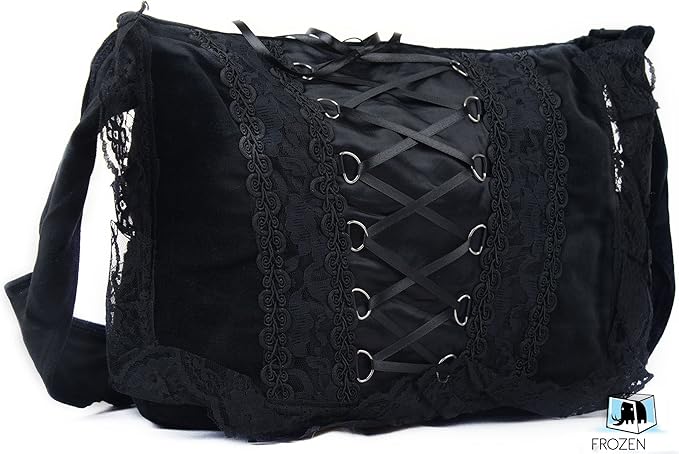 Gothic Messenger Bag | Gothic Bag | Black | Embroidered & Laced ...