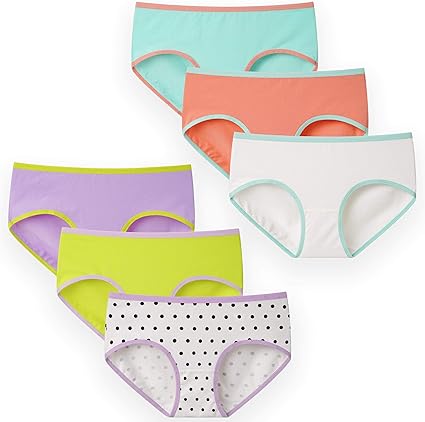 INNERSY Teen Girls Knickers Soft Cotton Underwear Mid Waist Assorted ...