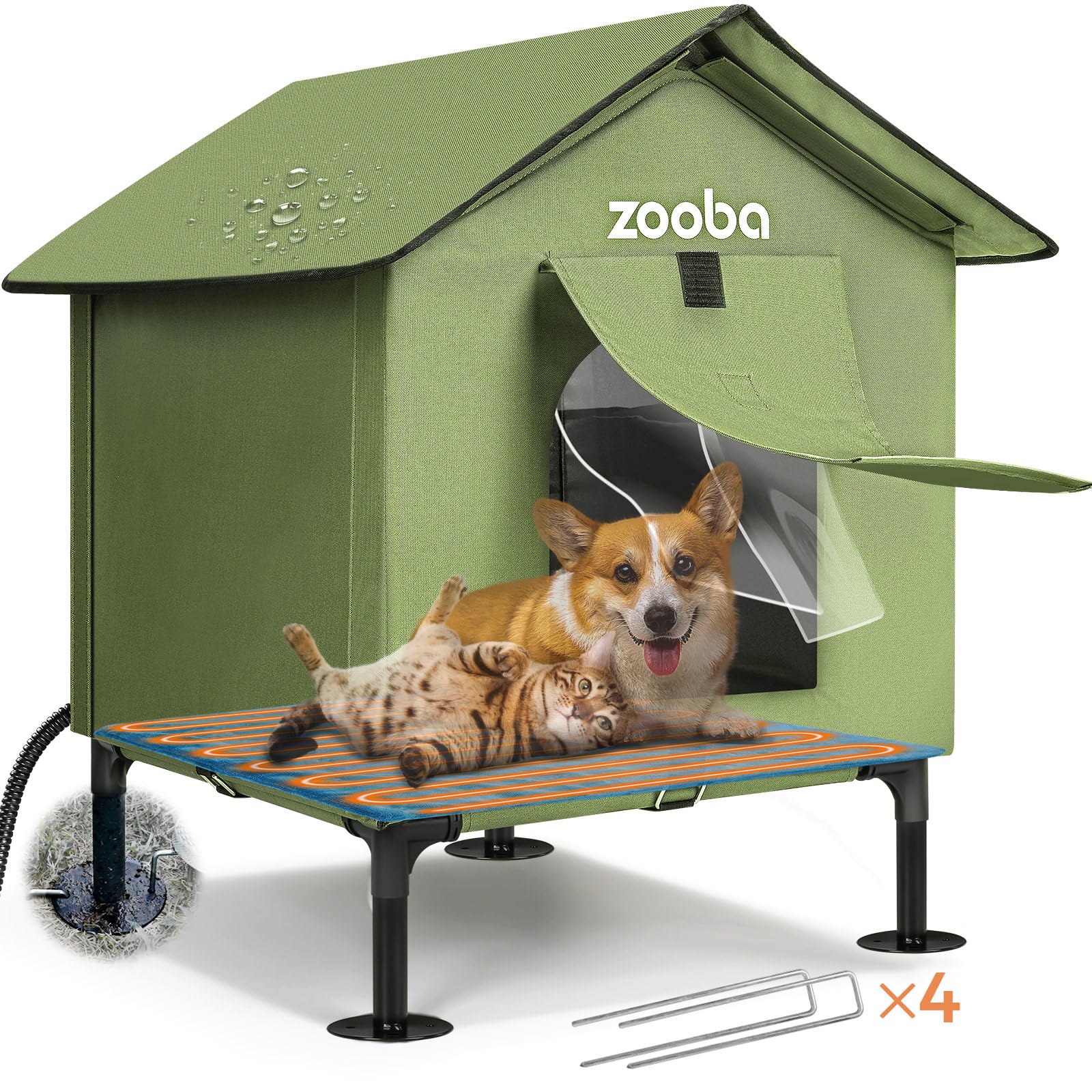 Zooba 25" Heated Cat House for Outside, Waterproof & Insulated Feral ...