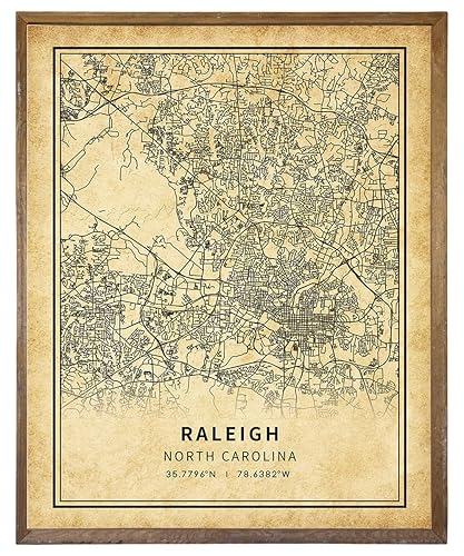 Raleigh Street Map Lithograph