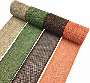 Amazon.com: OZXCHIXU Burlap Wired Ribbon Rolls, Wrapping Burlap Ribbon ...