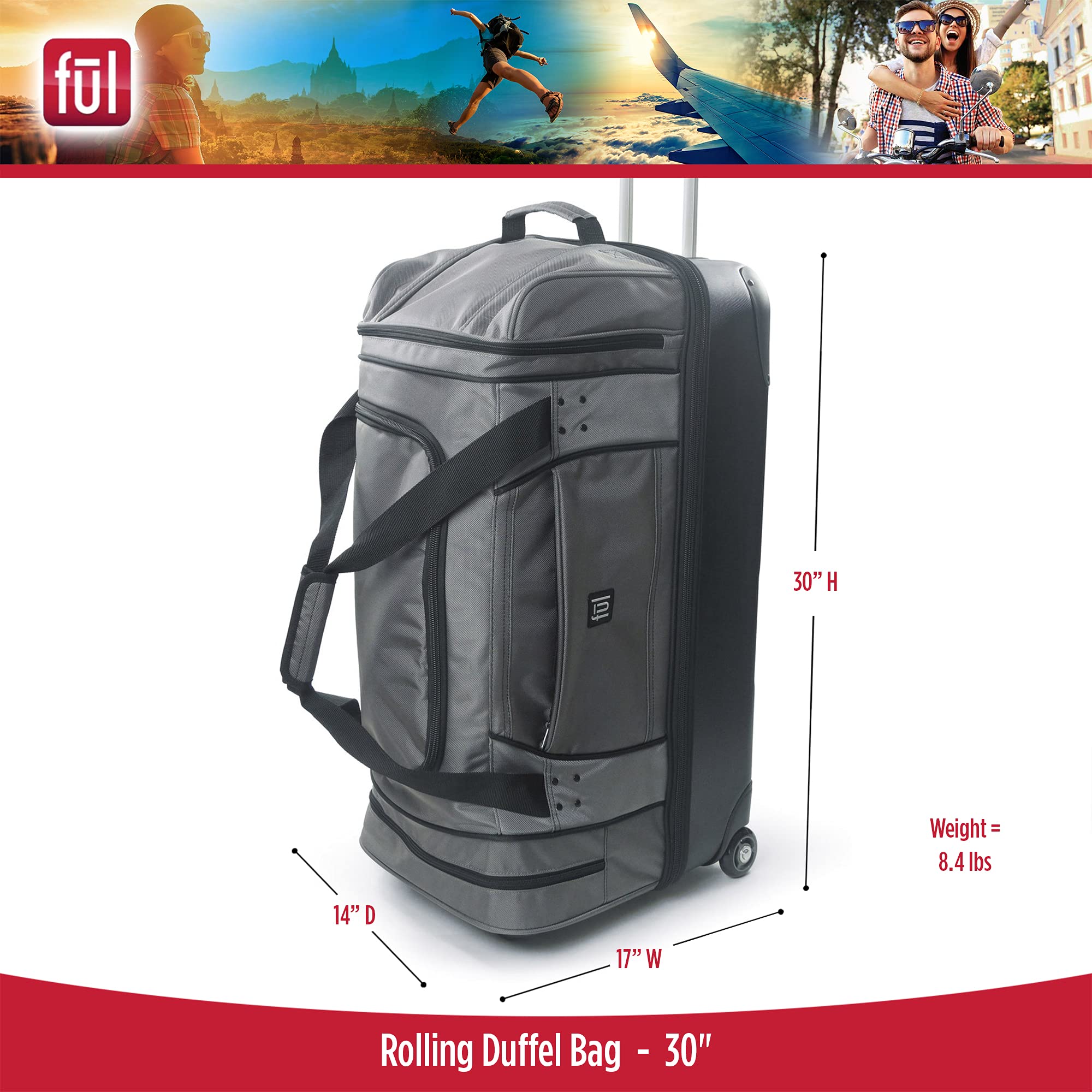 Mua FUL Workhorse 30 Inch Rolling Duffel Bag, Checked Travel Luggage ...