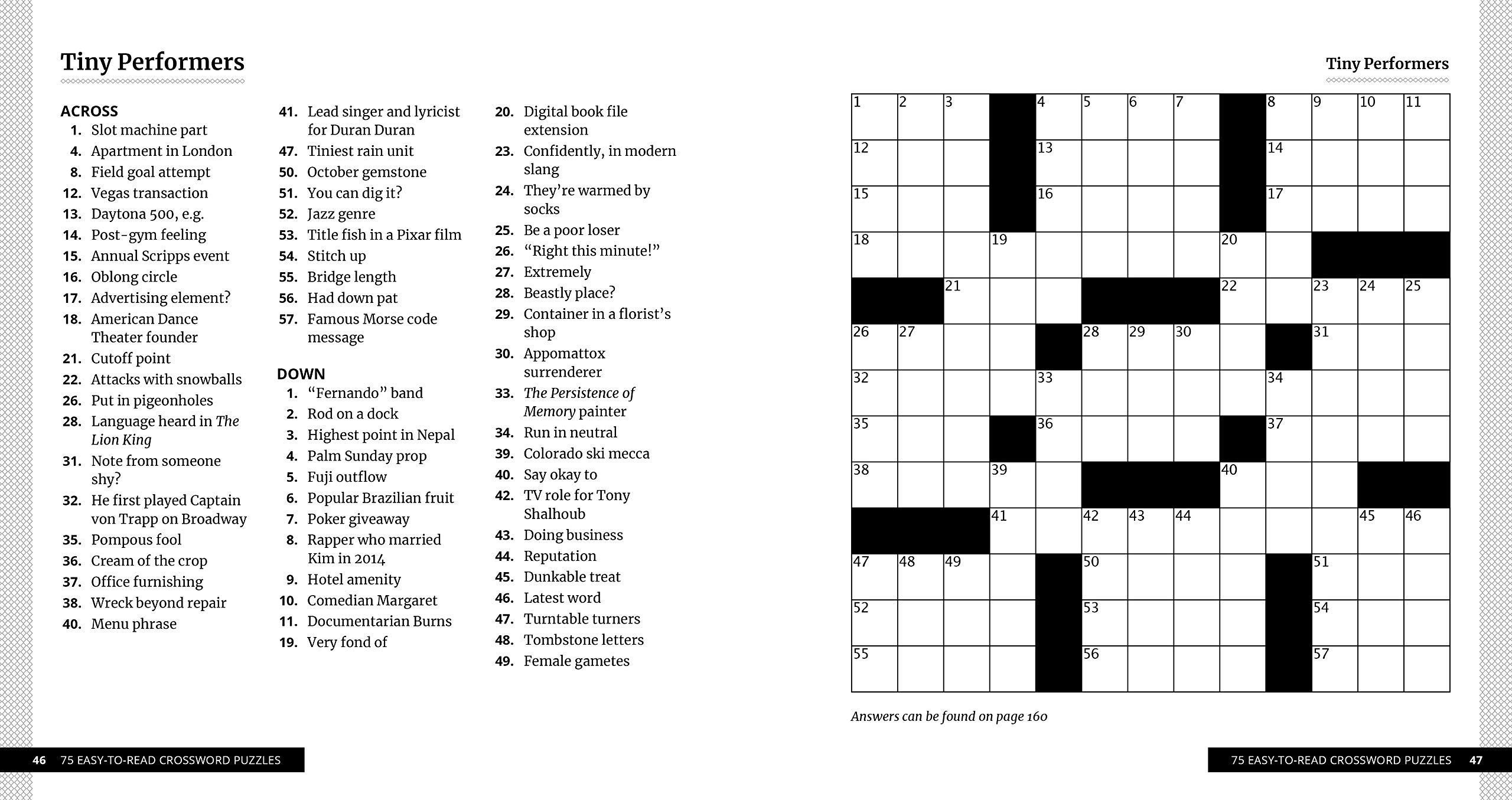 Bungalow Sch kel Mehlschwitze Easy Crossword Puzzles With Answers