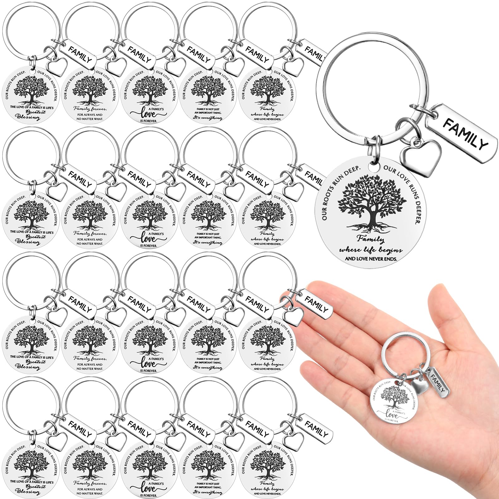 Sureio Family Reunion Gifts Family Tree Keychain with Heart and Family ...
