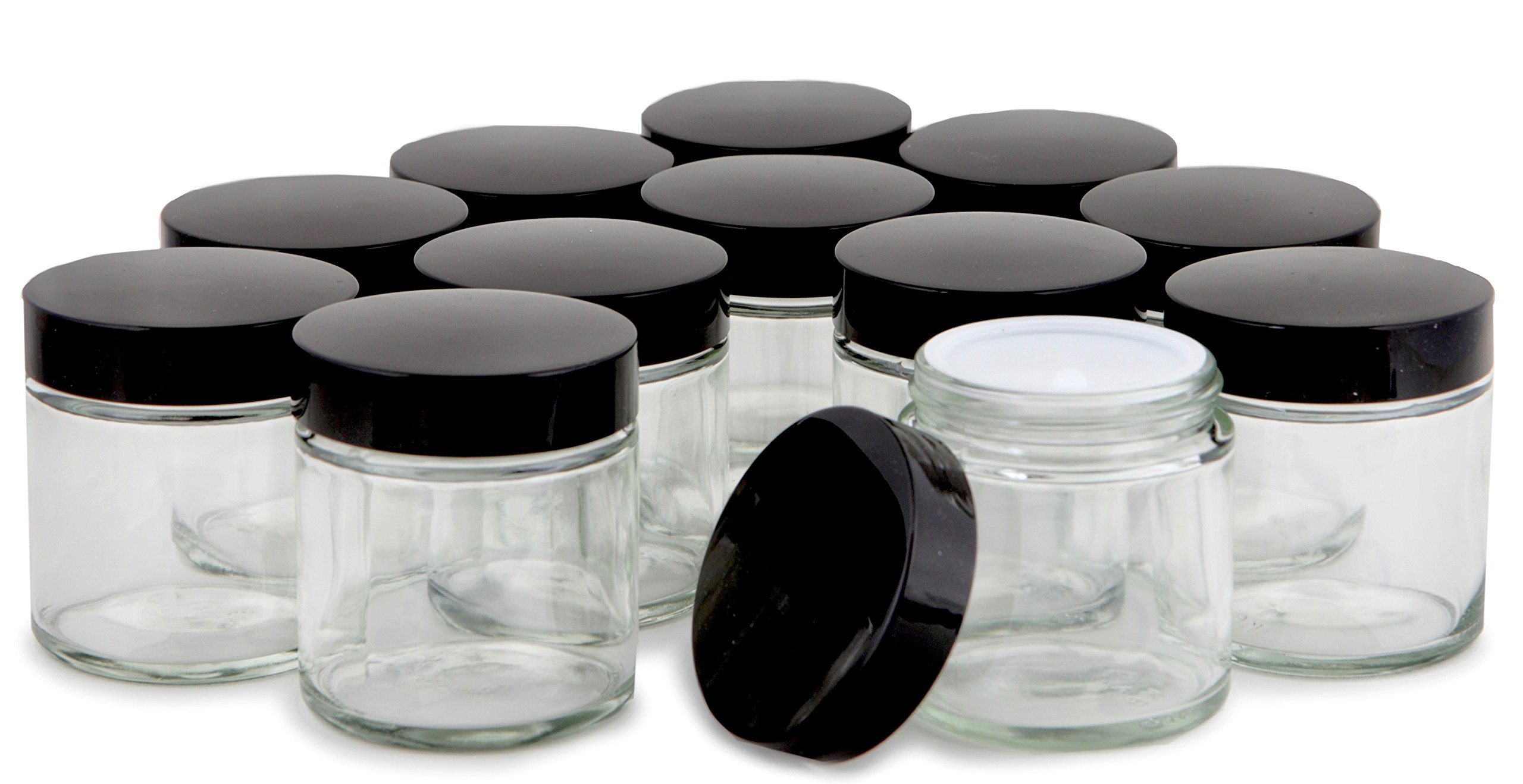 Vivaplex 12 Clear 4 Oz Round Glass Jars With Inner Liners And