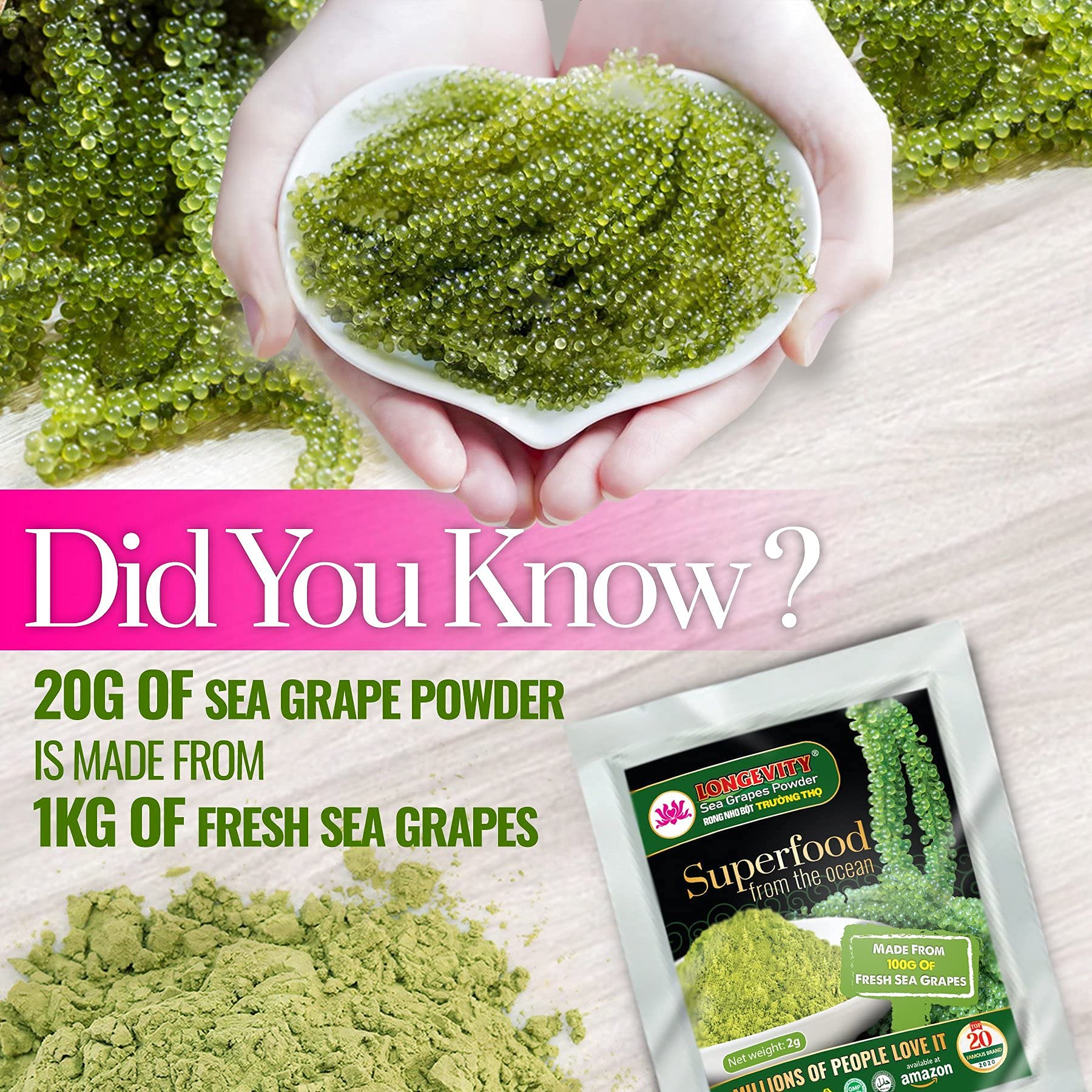 Mua LONGEVITY SEA GRAPES Powder - Umibudo Green Caviar - Lato Seaweed ...