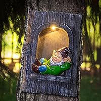 Amazon.com: Solar Elf Gnome Statue, Outdoor Resin 9.8IN Funny Laying ...
