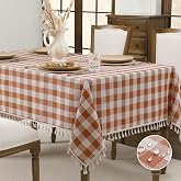 Amazon.com: JIALE Fall Gingham Tablecloth Rectangle Cotton Linen Fabric ...