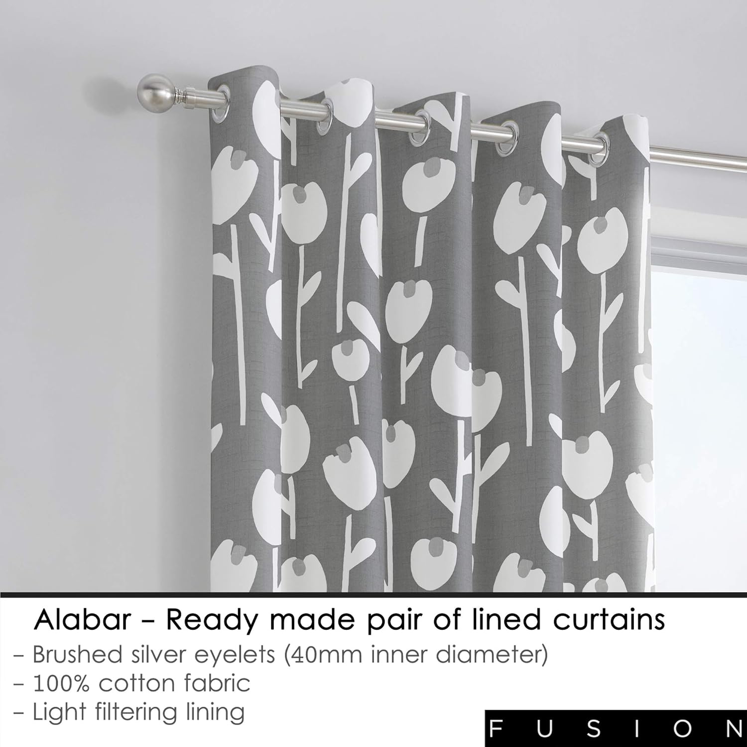 Fusion Two Curtain Panels, 100%, Lining: 52% Polyester / 48% Cotton ...