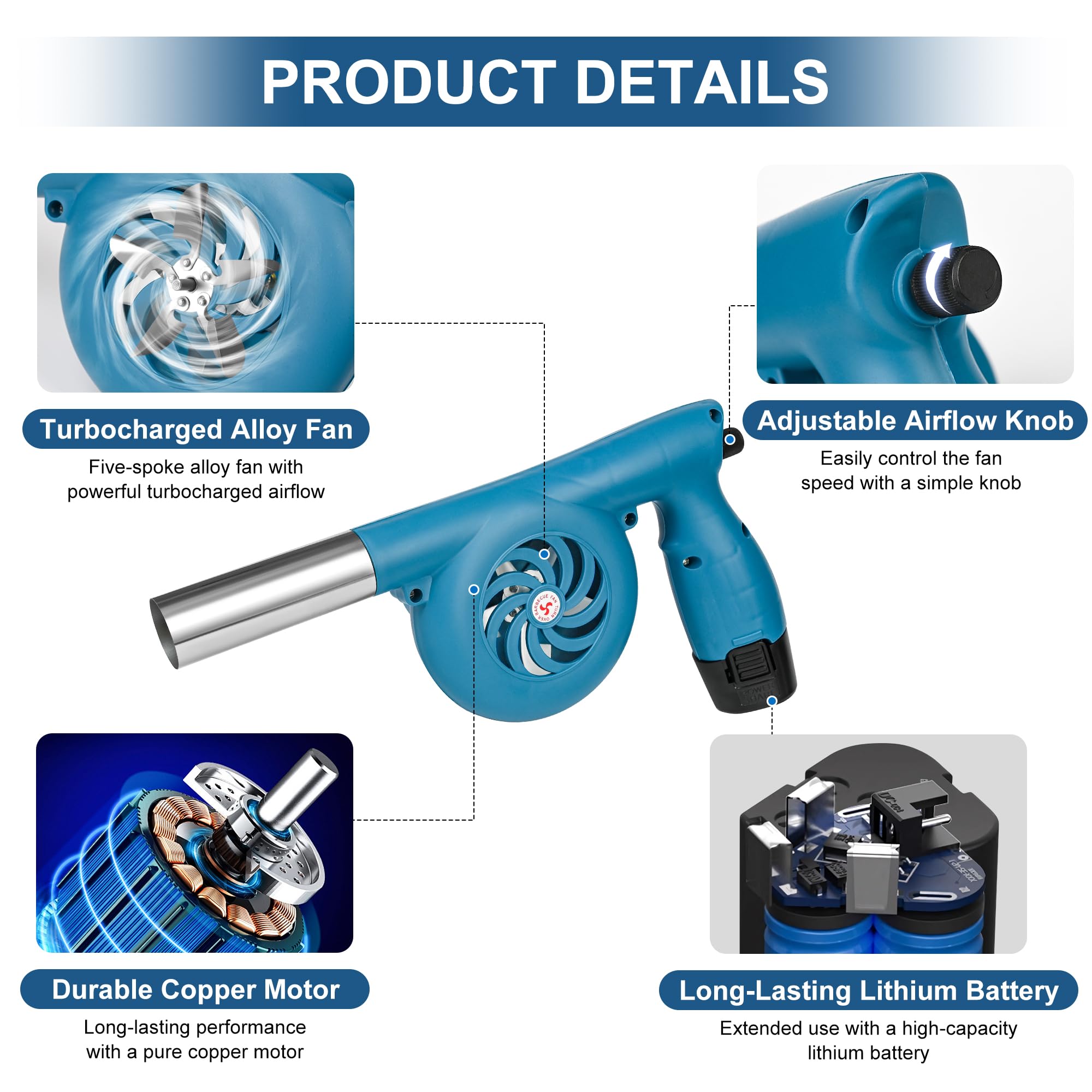 Mua Electric Bellows Portable Fireplace Tools 12V 5000 RPM Fan Bellows ...