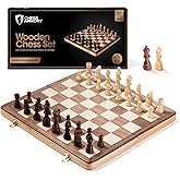 Amazon.com: Wooden Chess Set - Handcrafted Chess Pieces - 15 Inch Chess ...