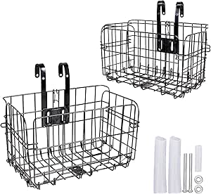 Amazon.com : 2 Pack Folding Rear Bike Basket Wire Mesh Bike Basket Rust ...