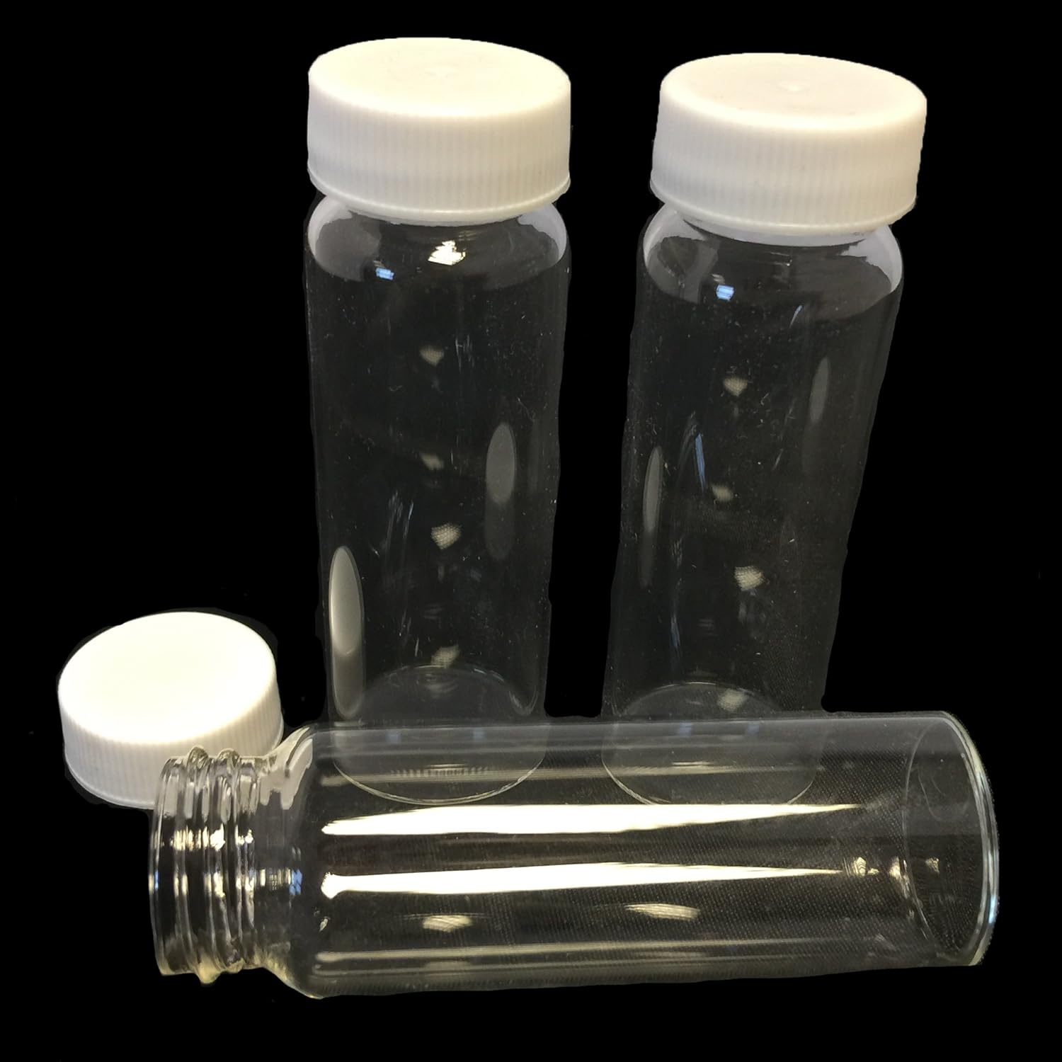 125 x 28 mL Clear Soda Glass Universal Vials. White Screw Caps: Amazon ...