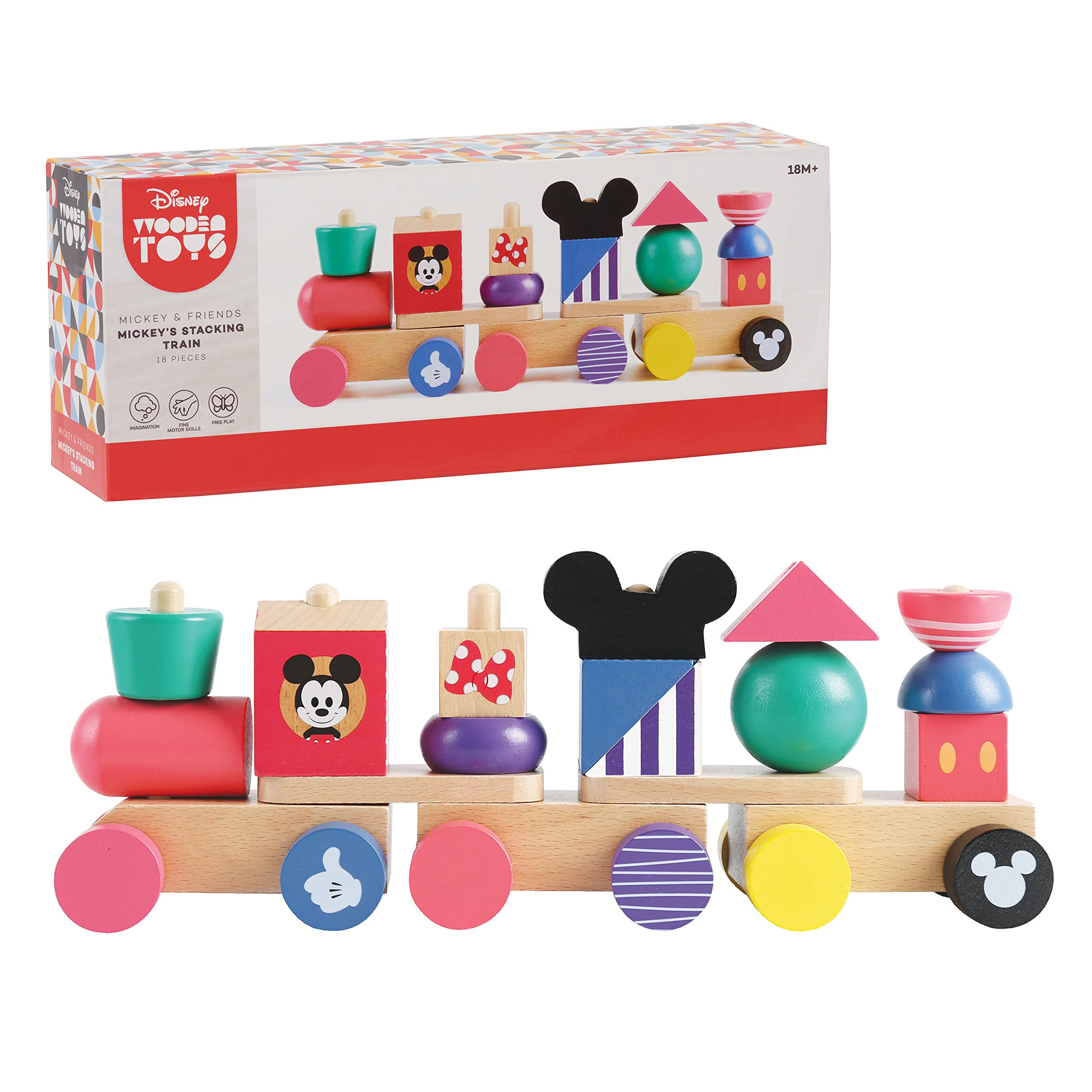 Mua Just Play Disney Wooden Toys Mickey Mouse Stacking Train Set, 18 ...
