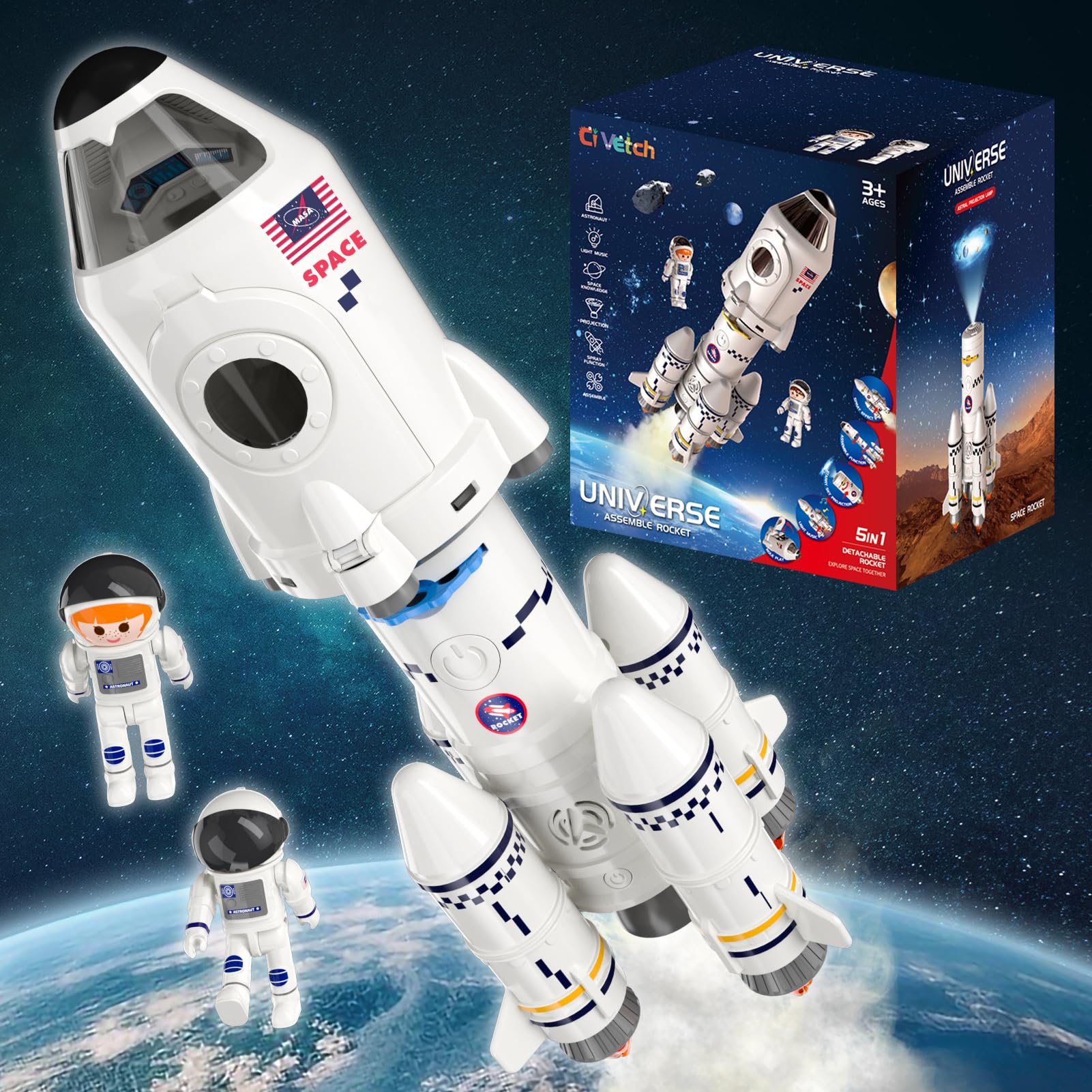 Space Shuttle Rocket Ship Toys for Kids Boys Age 3 4 5 6 7 8 9 Years ...